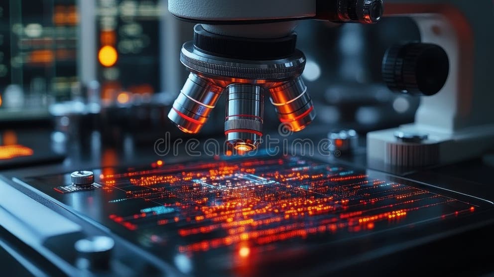 A High-powered Microscope Illuminates a Complex Digital Display ...