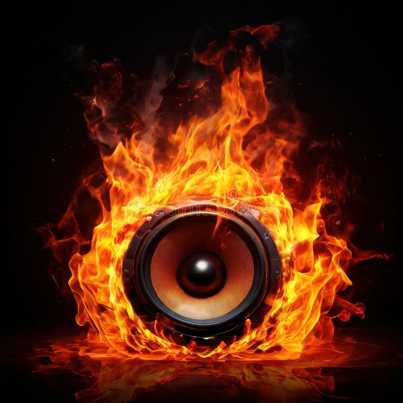 Blazing Speaker with Intense Flames and Heat Stock Image - Image of ...