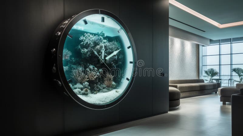 High-precision Clock Installed in Contemporary Underwater Hotel Stock ...