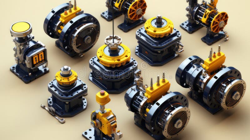 High Precision Engineering Components Displayed on a Beige Background ...