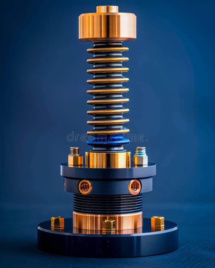 High Precision Machined Component on Blue Background Industrial ...