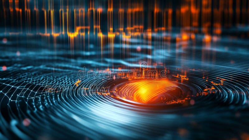 High Precision MEMS Accelerometer Visualized Inside Earthquake Wave Data Stock Illustration ...