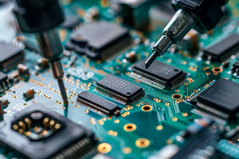 High-Precision Robotic Arm Assembling Circuit Board Components Stock ...