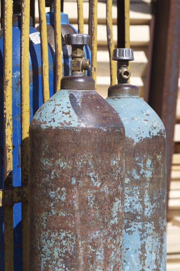 High Pressure Cylinders for Compressed Industrial Gases Stock Image ...