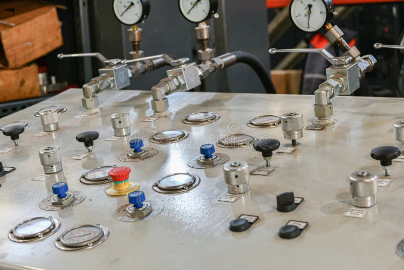 High Pressure Gauges on the Control Panel of the Hydraulic Oil Station ...