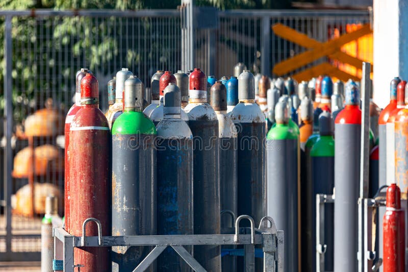 High Pressure Methane Gas Cylinders Stock Photo - Image of storage ...