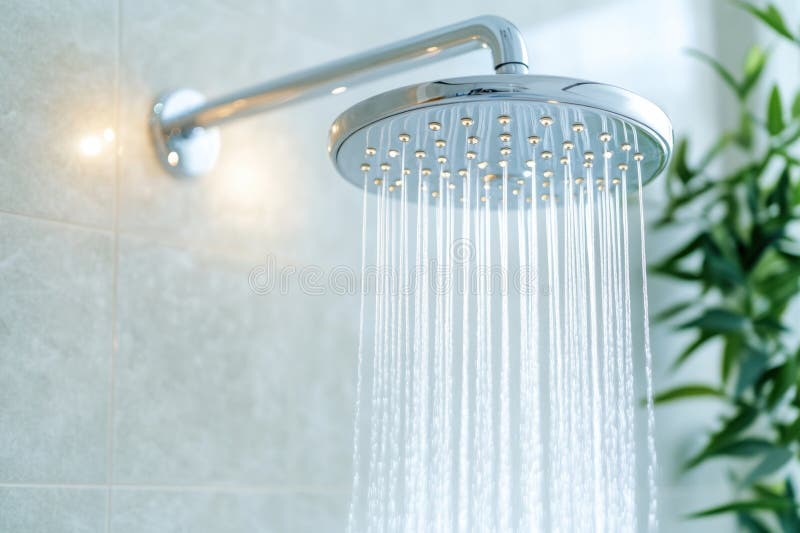 High-pressure Showerhead with Adjustable Settings in a Modern Bathroom ...