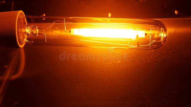 High Pressure Sodium Lamp HPS Orange Light Stock Image - Image of ...