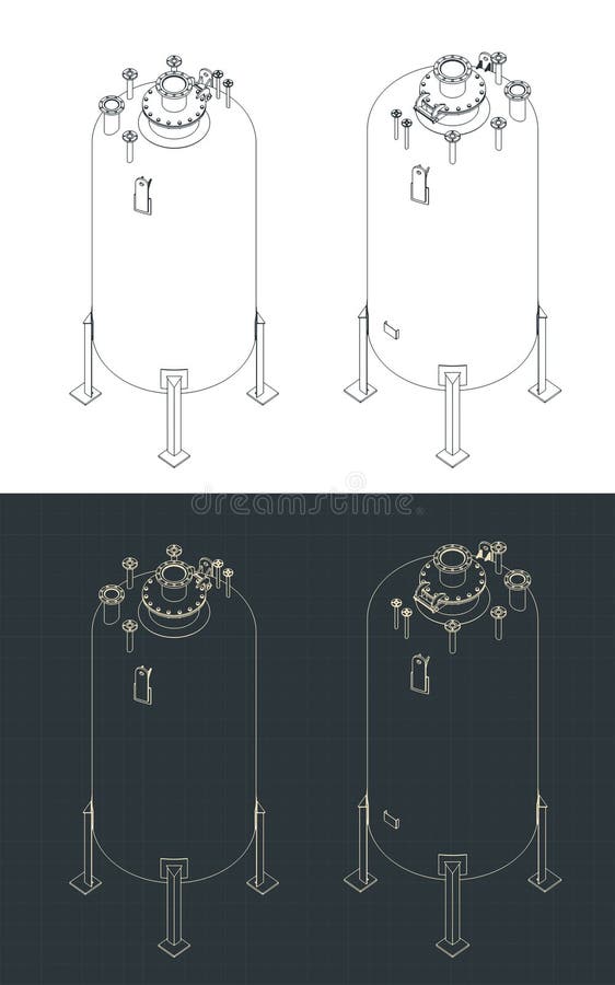 High Pressure Tank Isometric Blueprints Stock Vector - Illustration of ...