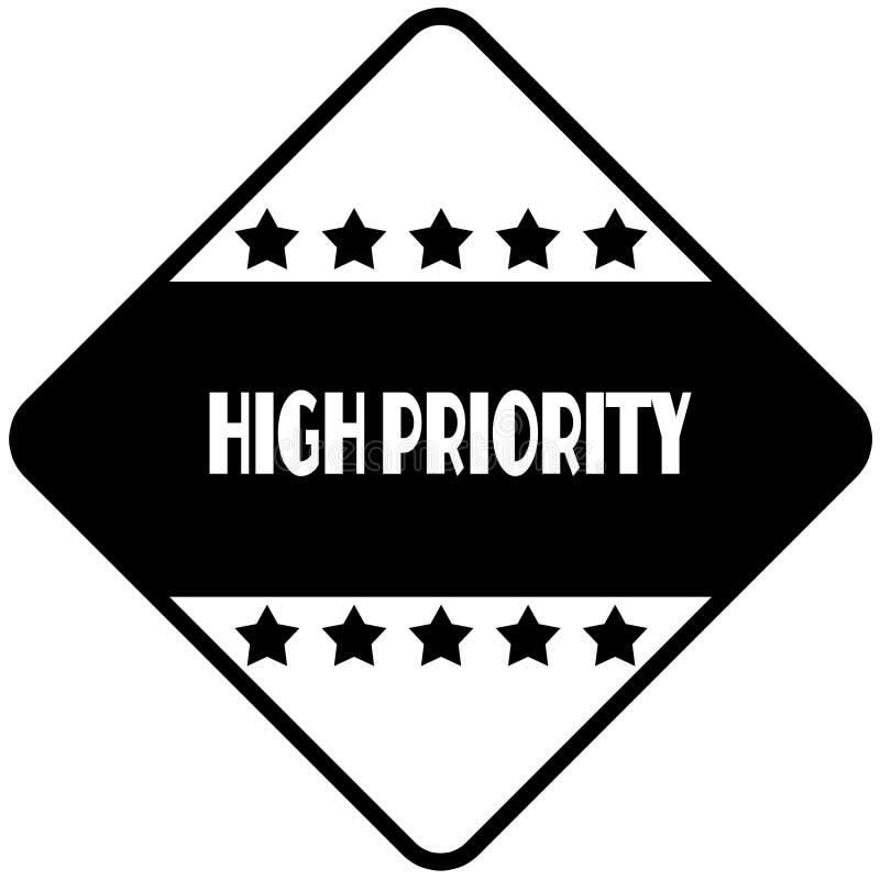 HIGH PRIORITY on Black Diamond Shaped Sticker Label. Stock Illustration ...