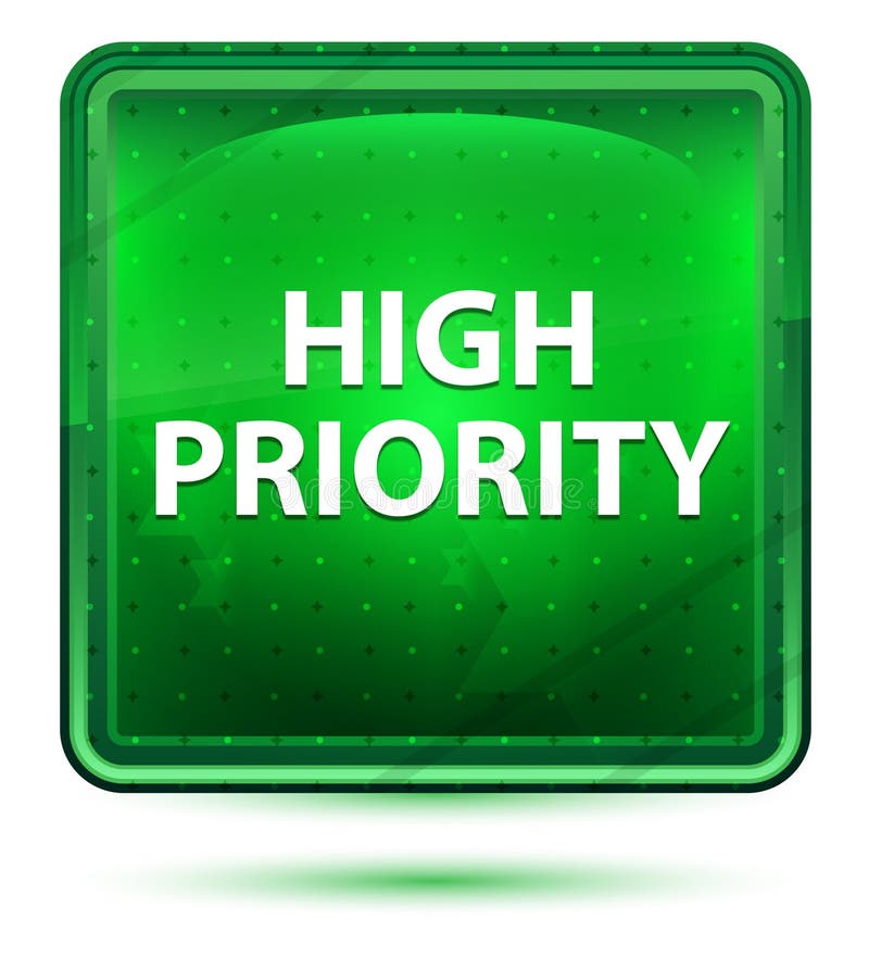 High Priority Neon Light Green Square Button Stock Illustration ...