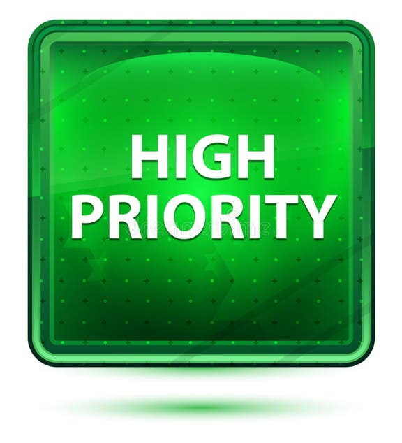 High Priority Neon Light Green Square Button Stock Illustration ...