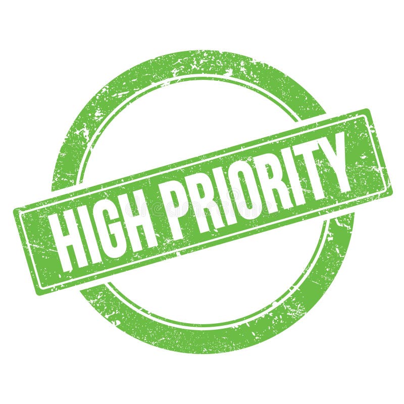 HIGH PRIORITY Text on Green Grungy Round Stamp Stock Illustration ...