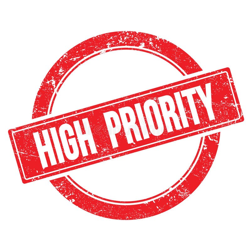HIGH PRIORITY Text on Red Grungy Round Stamp Stock Illustration ...