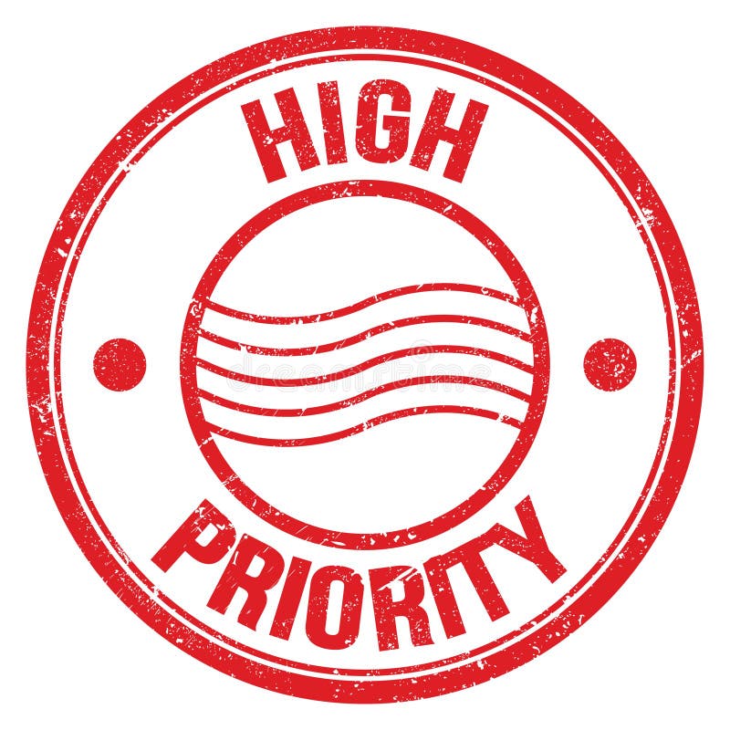 HIGH PRIORITY Text on Red Round Postal Stamp Sign Stock Illustration ...