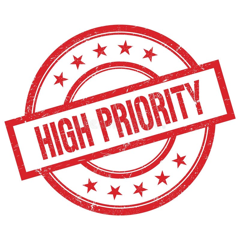 HIGH PRIORITY Text Written on Red Vintage Round Stamp Stock ...