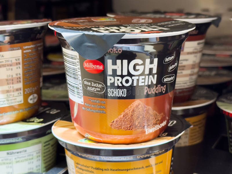High Protein Chocolate Pudding Cup with Reduced Sugar in Supermarket ...