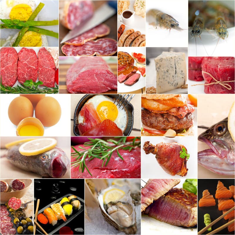 High Protein Food Collection Collage Stock Photo - Image of balance ...