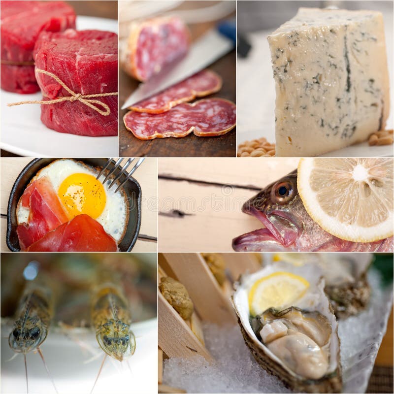 High Protein Food Collection Collage Stock Photo - Image of group ...