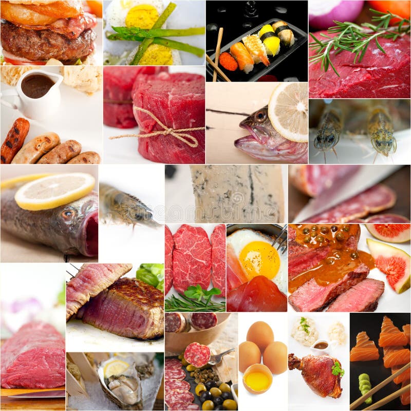 High Protein Food Collection Collage Stock Photo - Image of overeating ...