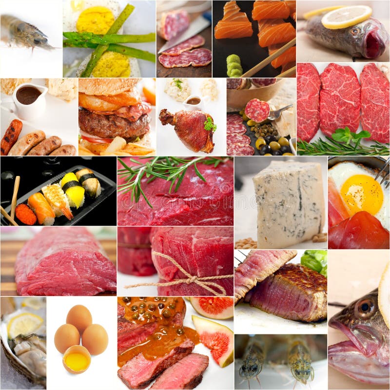 High Protein Food Collection Collage Stock Image - Image of healthy ...