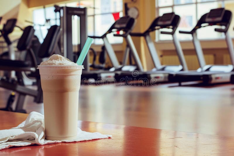 High Protein Milkshake on Table in Gym for Better Wotkout.Macro.AI ...