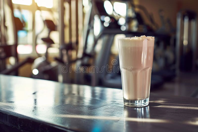 High Protein Milkshake on Table in Gym for Better Wotkout.Macro.AI ...
