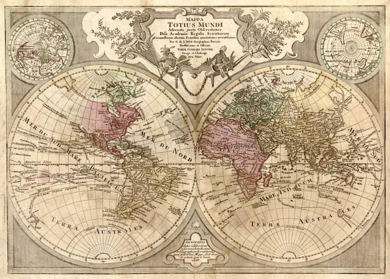 High-Quality Antique Map stock illustration. Illustration of hemisphere ...