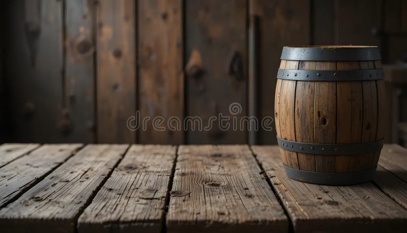 Rustic Background of Barrel and Aged Wooden Table for Vintage Tavern ...