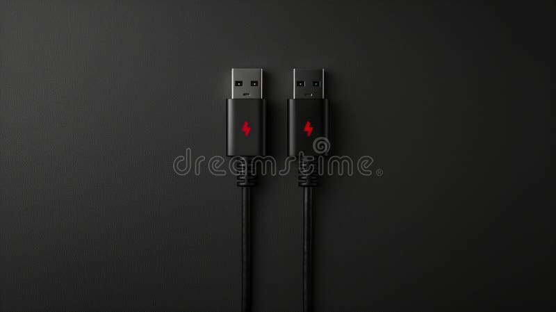 High-Quality Black USB Cable with Red Accent on Dark Background for ...