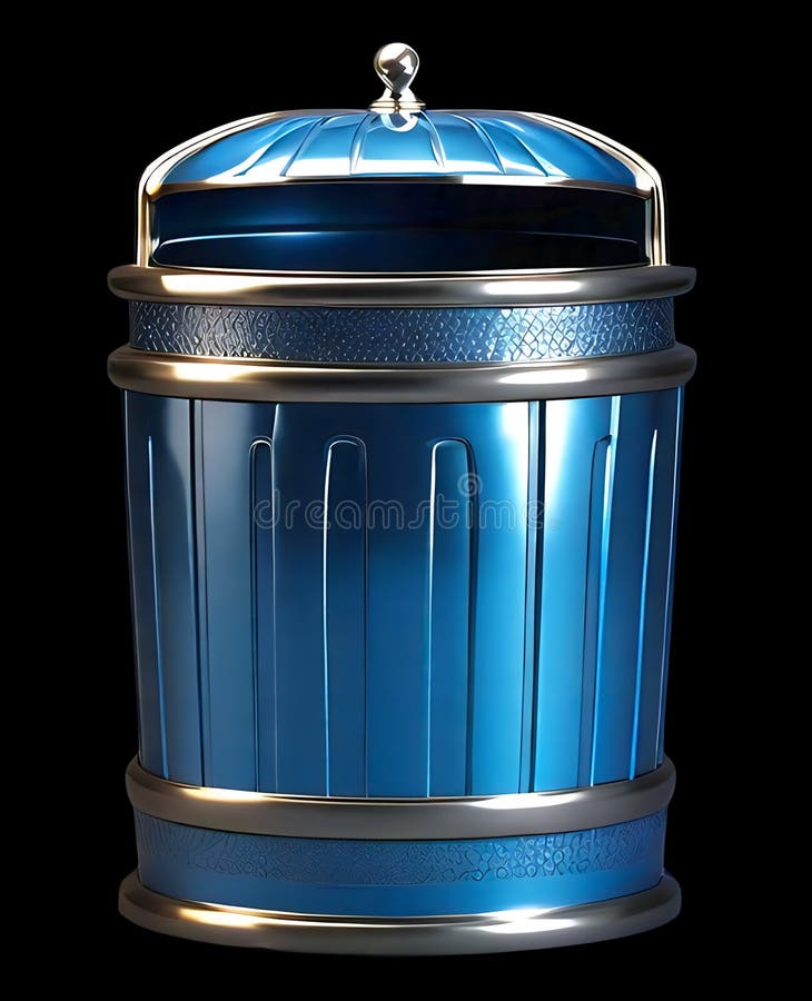 A Very High Quality Blue Plastic Dustbin Isolated on Black Background ...