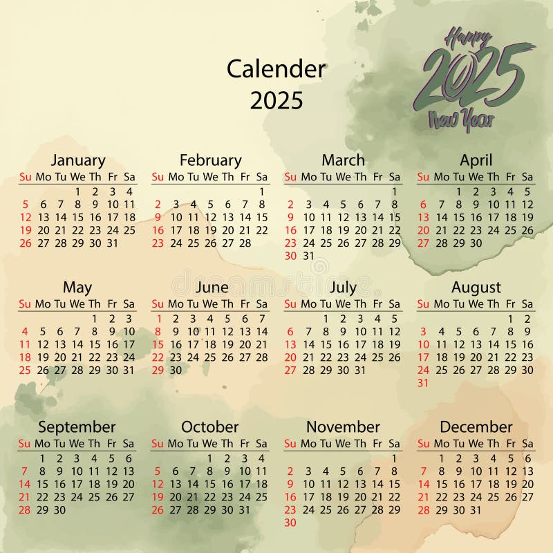 High-Quality 2025 Calendar Vector Illustration – Perfect for Graphic ...