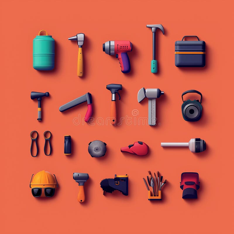 High Quality Cartoon Style Tool Illustrations Featuring Various Tools ...