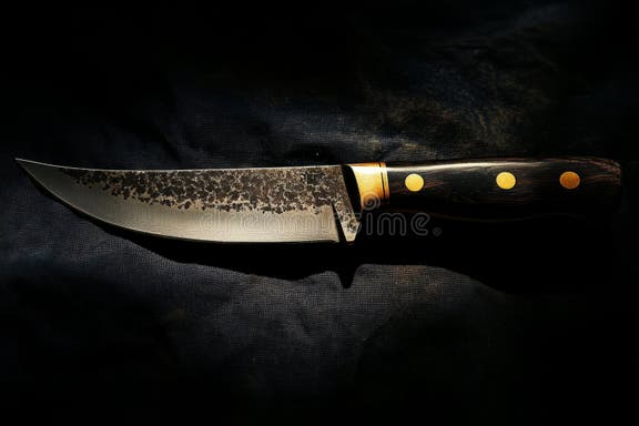 High-quality Chef S Knife with Dark Handle and Textured Blade ...