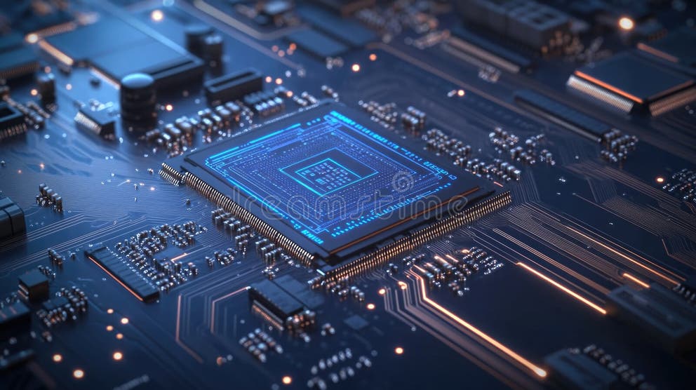 High-quality Close-up Image of a Computer Chip on a Motherboard, Ideal ...