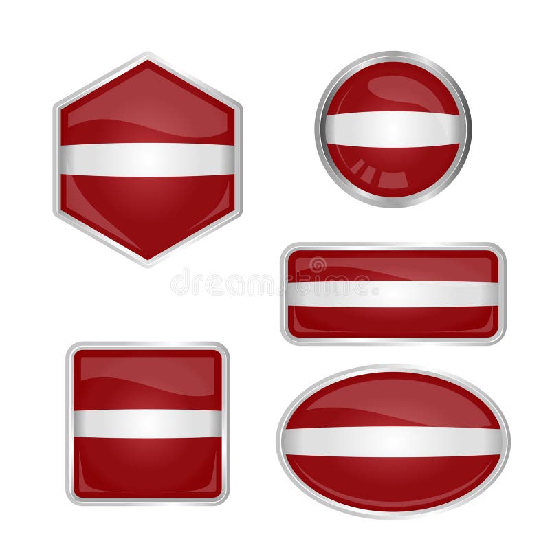 High Quality 3D Latvia Flag Icon with Silver Chrome Glossy Frame ...