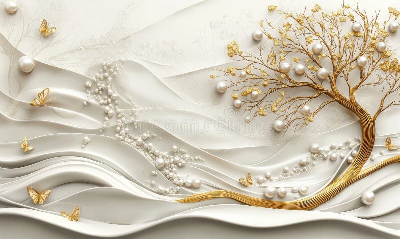 A High Quality 3D Mural Wallpaper Background Relief with a White and ...