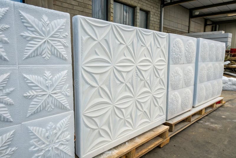 3D Relief Panels Made of White Plastic and Ice Stock Illustration ...