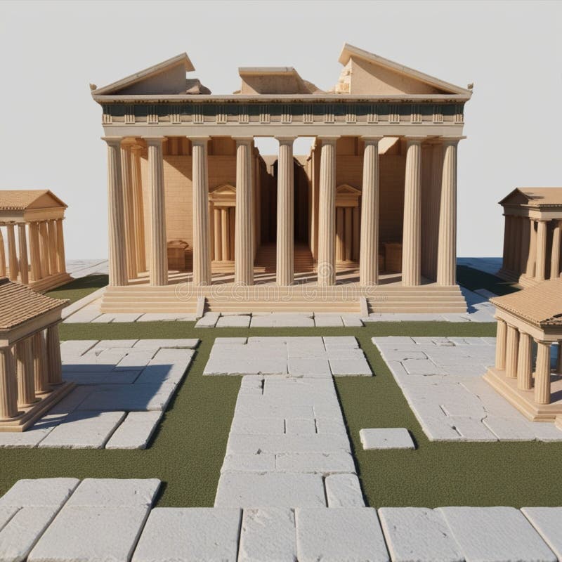 High-Quality 3D Render of Ancient Greek Temple Model with Columns and ...
