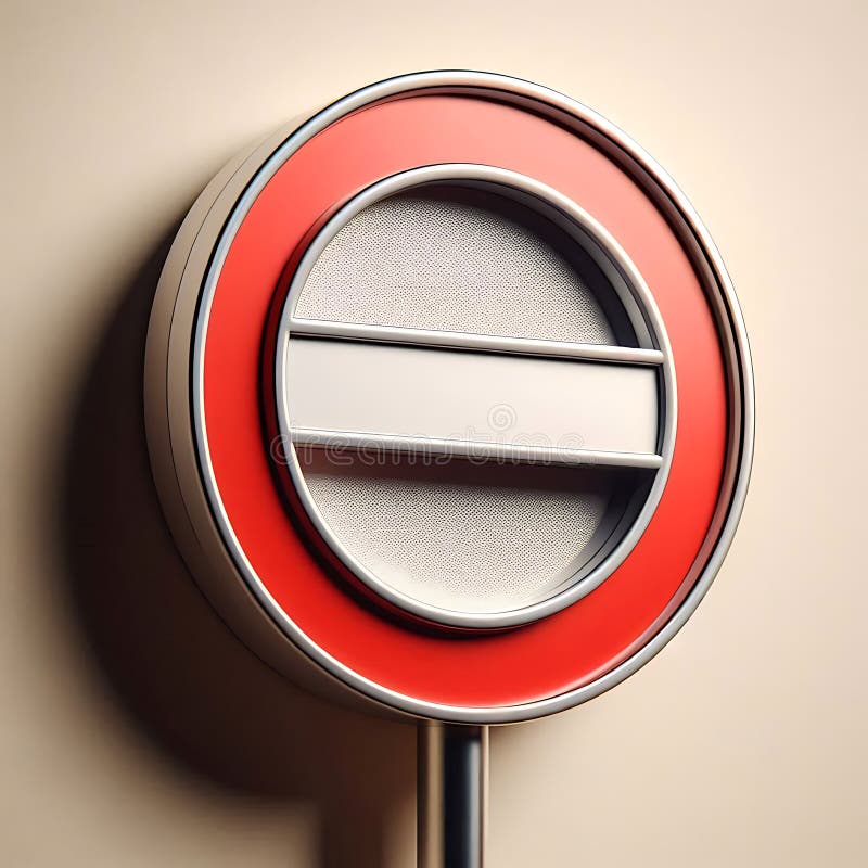 3D Render of a Blank Round Road Sign with Red Border Stock Illustration ...