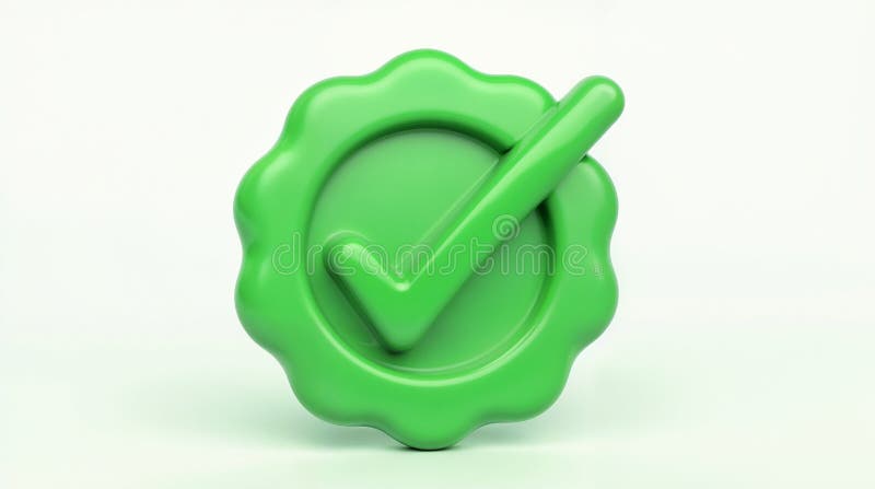 3D Green Tick Mark Button, Isolated on White Background, Stock ...