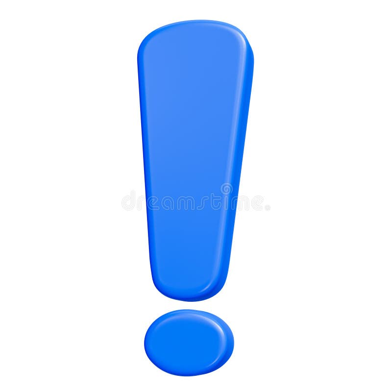 3d Render, Blue Exclamation Mark on White Background Stock Illustration ...