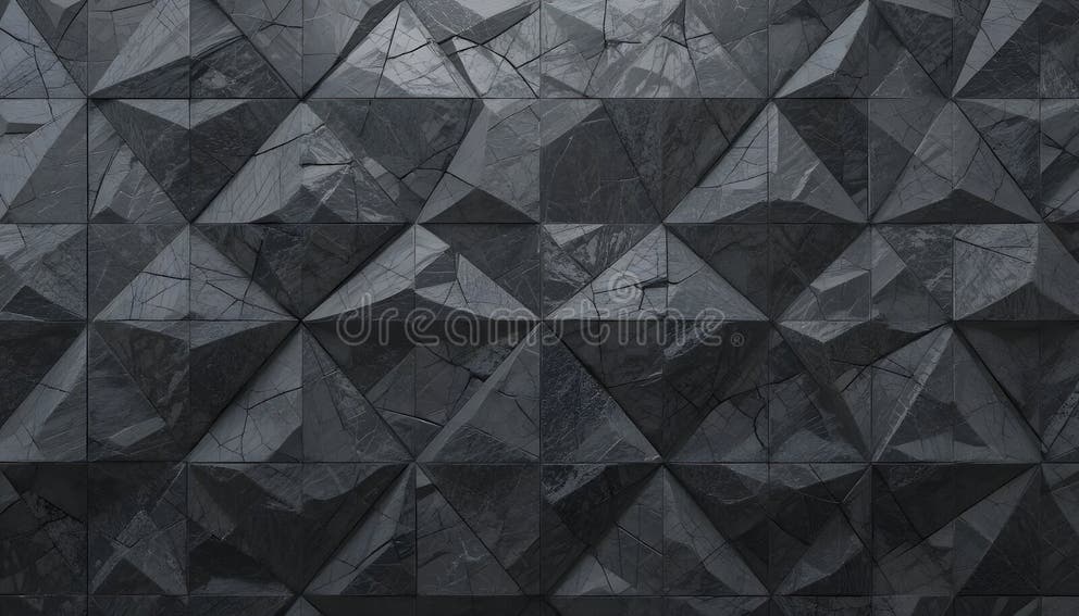 "Sleek 3D Rendered Black Tile Wallpaper with Polished Triangular Blocks ...