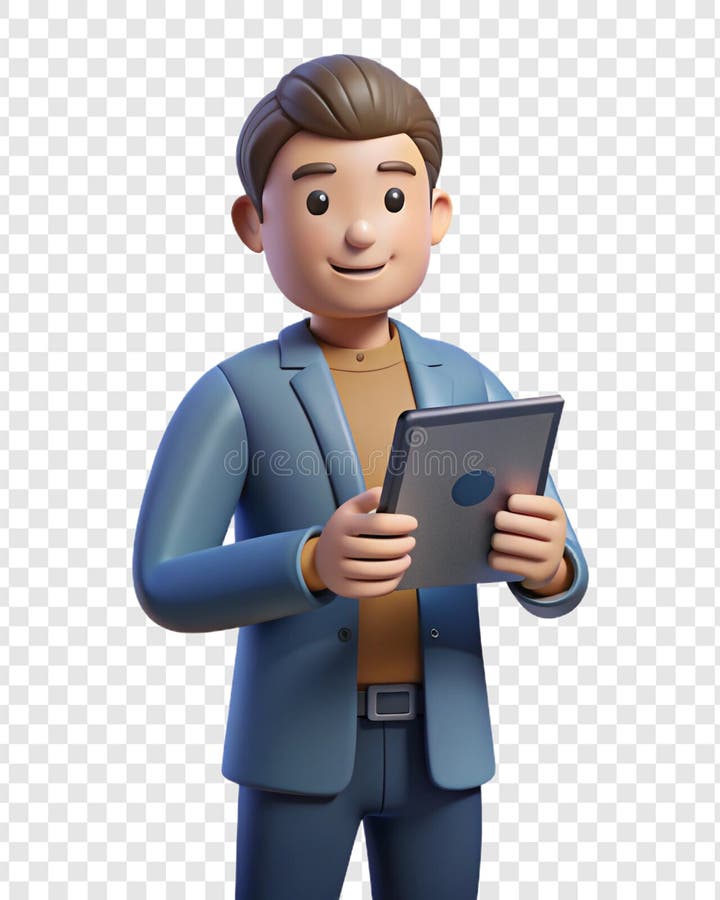 View of 3D Man with Tech Device Stock Illustration - Illustration of ...