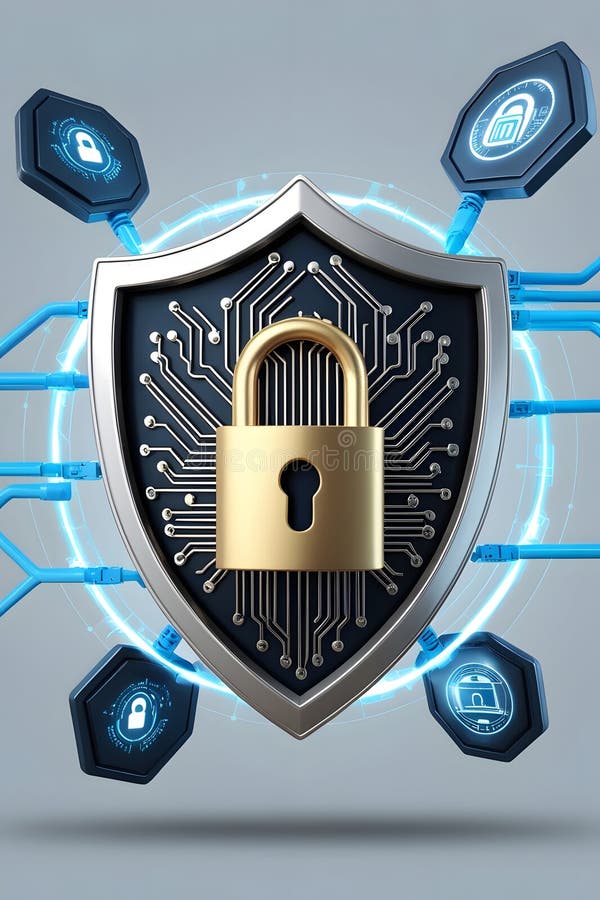 3D Rendering of an Internet Security Badge with Circuitry Design and ...