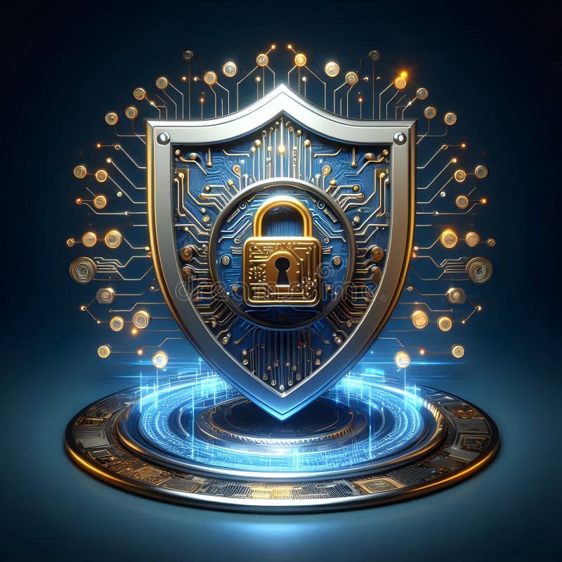3D Rendering of an Internet Security Badge with Circuitry Design and ...