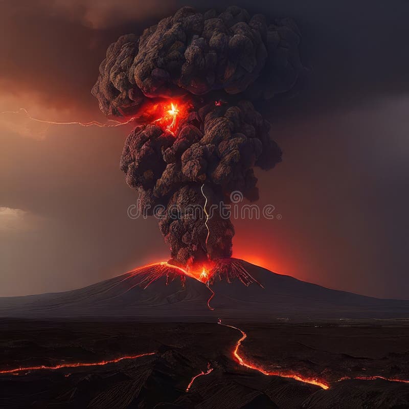 Volcano Erupting in 8k Wallpaper Stock Illustration - Illustration of ...
