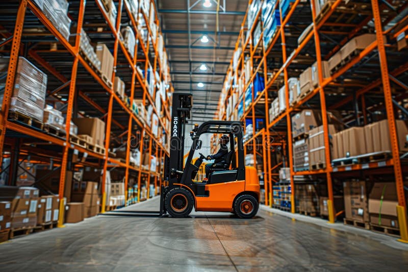 High Quality Distribution Center, Forklift in Retail Warehouse ...