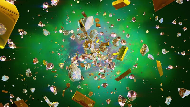 Explosion of Valuables on the Blue Background Stock Footage - Video of ...