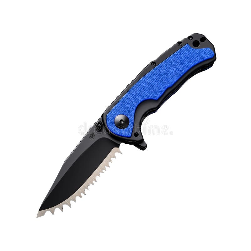 High-Quality Folding Knife with Blue Handle on Transparent Background ...